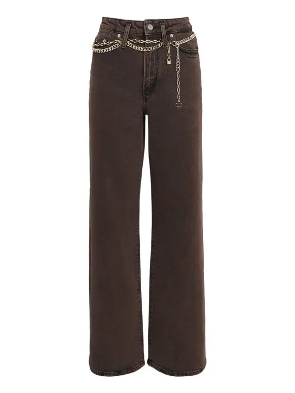 Maje Chain-detail Wide-leg Jeans - Brown