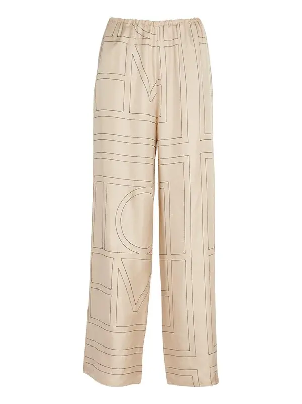 TOTEME Silk Monogram Trousers - Ivory