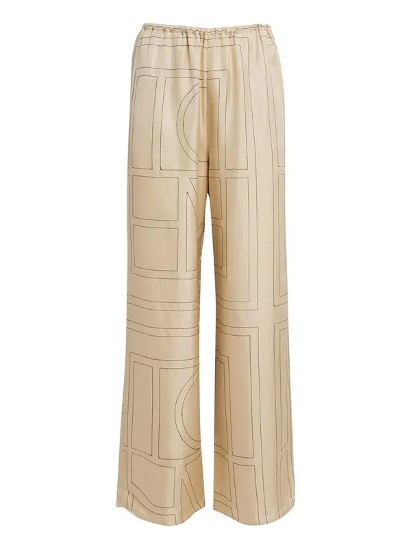 TOTEME Silk Monogram Trousers - Ivory