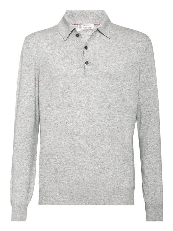 Brunello Cucinelli Cashmere Long-sleeve Polo Sweater - Grey