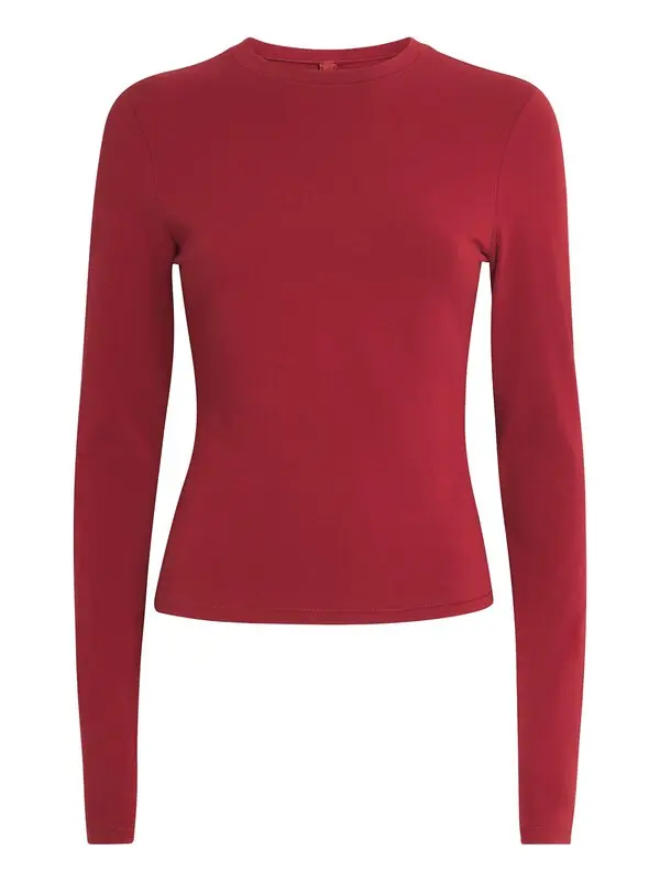 SKIMS Cotton Jersey Long-sleeve T-shirt - Red