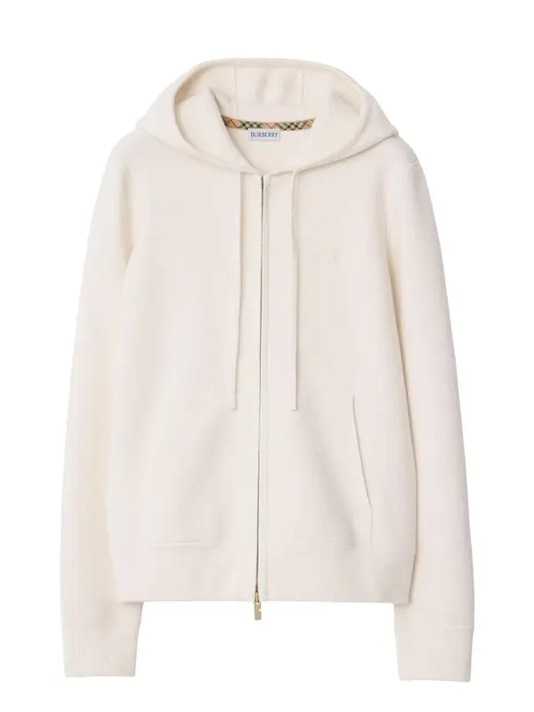 Burberry Cashmere-blend Zip-up Hoodie - White