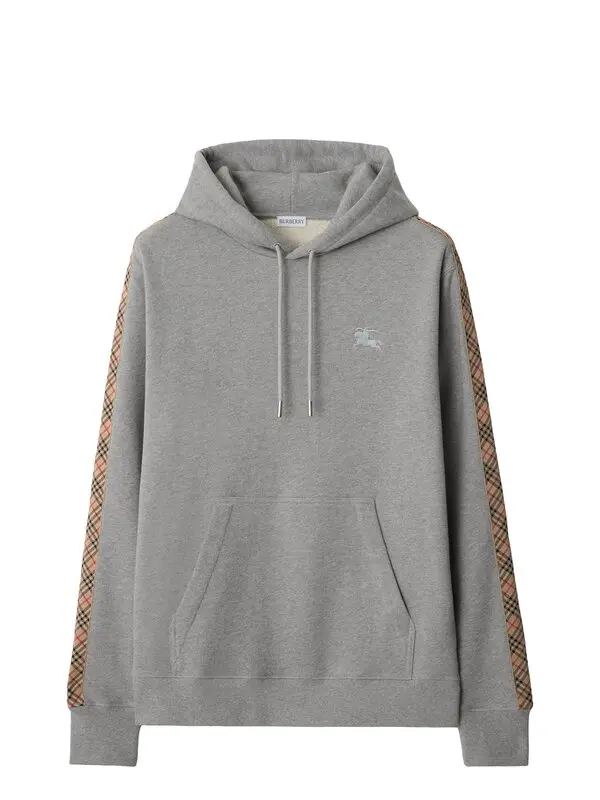 Burberry Cotton Check-trim Hoodie - Grey