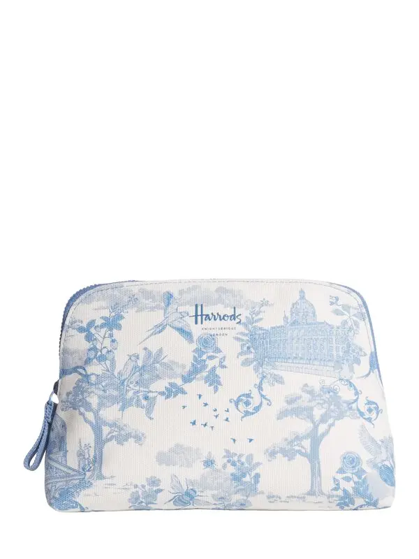 Harrods Toile Half Moon Cosmetic Bag - Blue