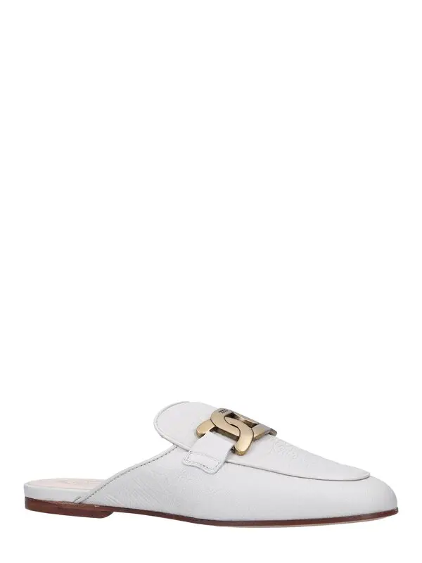 TOD'S Leather Slippers - White