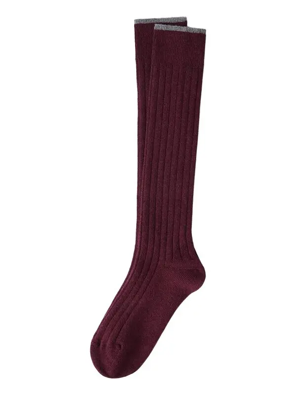 Brunello Cucinelli Cashmere Rib-knit Socks - Red