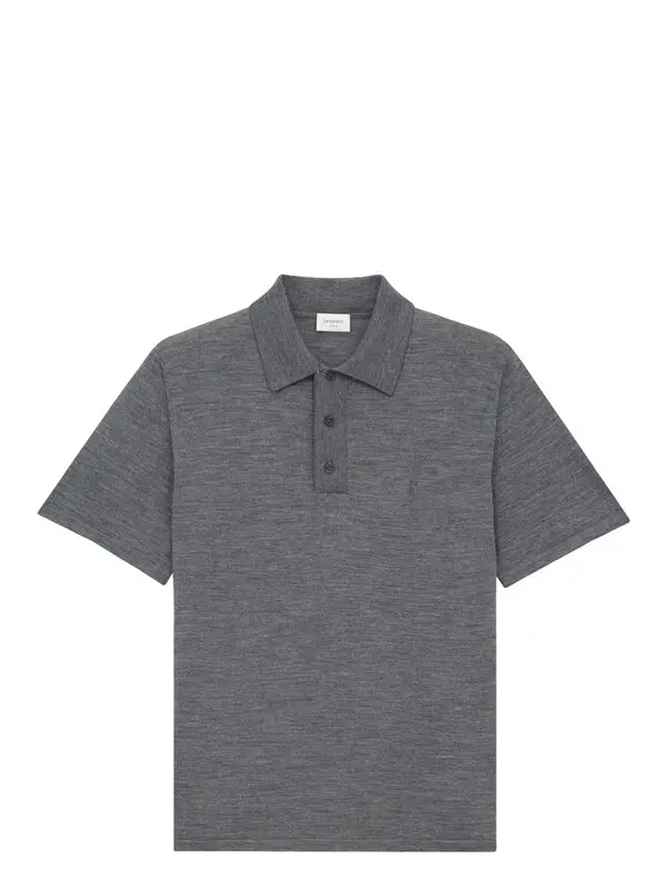 Saint Laurent Wool Cassandre Polo Shirt - Grey