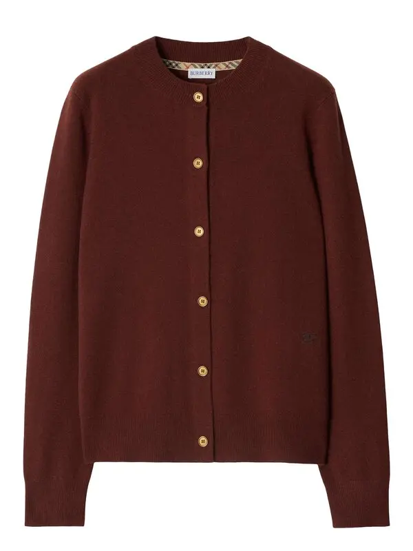 Burberry Cashmere Cardigan With Equestrian Knight Design - Burgundy
