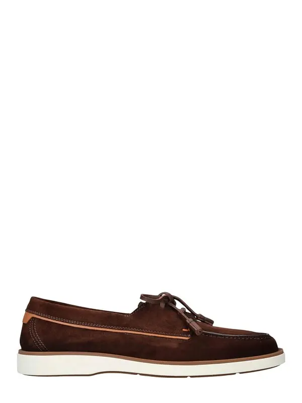 Santoni Suede Detroit Boat Shoes - Brown