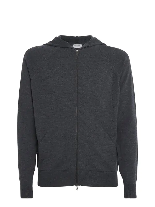 John Smedley Extra Fine Merino Wool Zip-up Hoodie - Grey