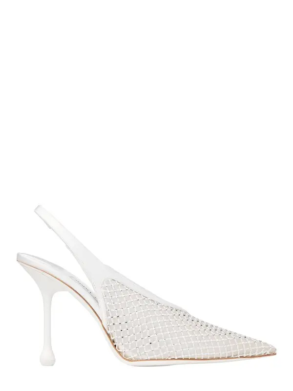 JIMMY CHOO Isa 95 Leather Slingback Pumps - White