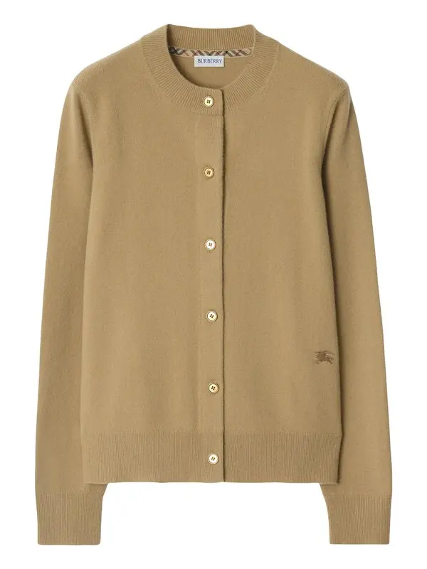 Burberry Cashmere Equestrian Knight Design Cardigan - Beige