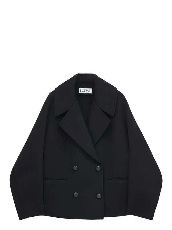Loewe Wool Double-breasted Short Coat - Black
