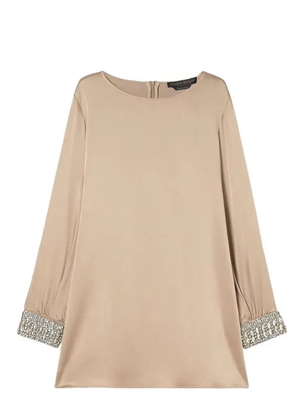 Marina Rinaldi Satin Embellished Liguria Blouse - Beige