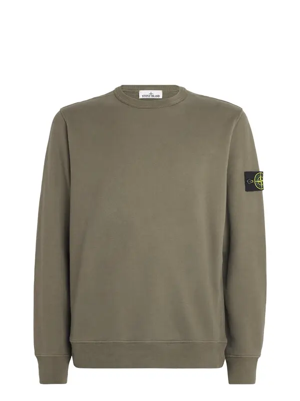 Stone Island Cotton Compass Logo Sweatshirt - Green
