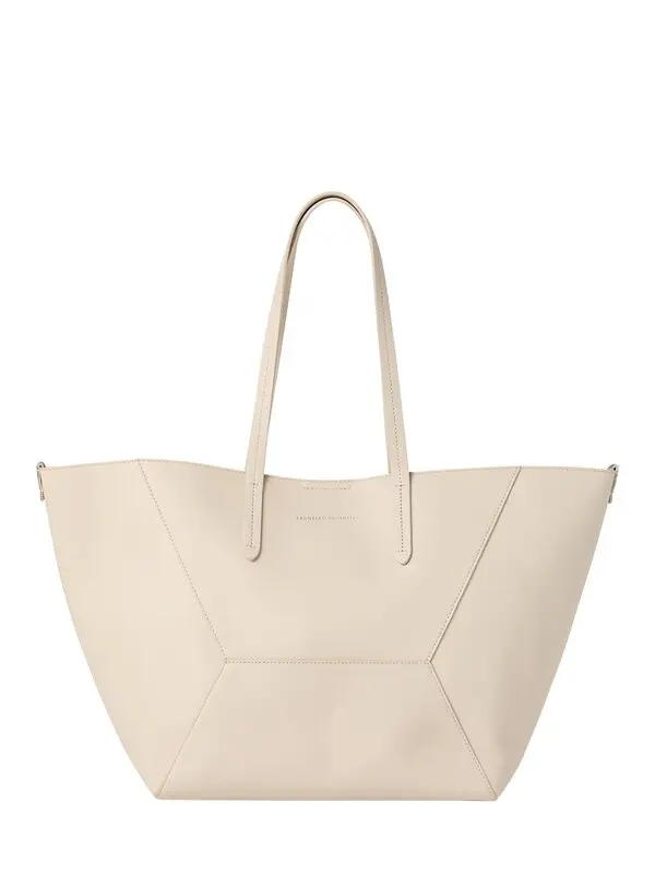 Brunello Cucinelli Bc Duo Calfskin Tote Bag - White