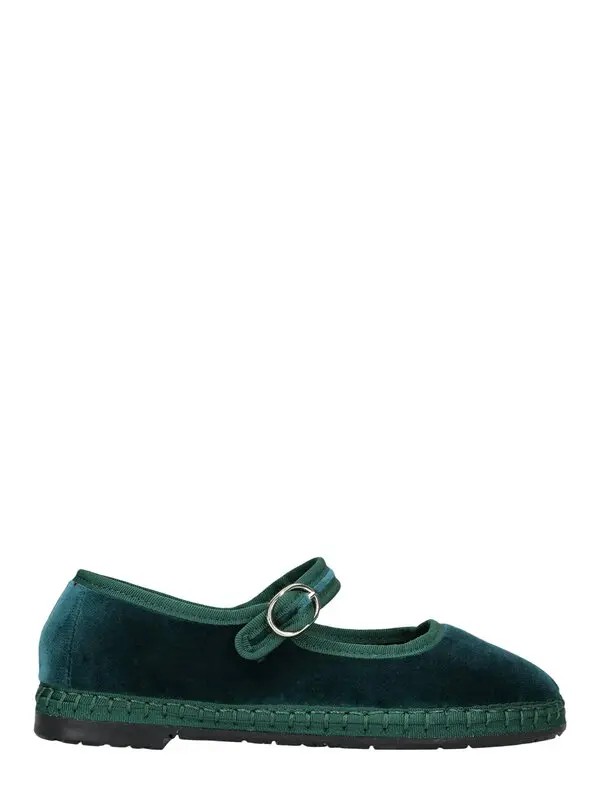 FLABELUS Leonor Velvet Mary Janes - Green