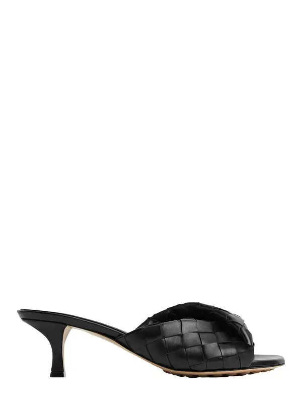 Bottega Veneta Leather Intrecciato Mule - Black