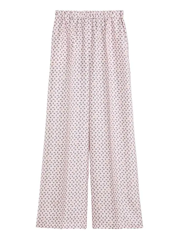 Max Mara Silk Twill Printed Wide-leg Trousers - Pink