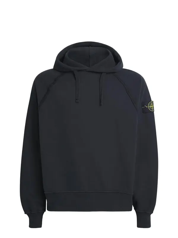 Stone Island Cotton Compass Patch Hoodie - Black