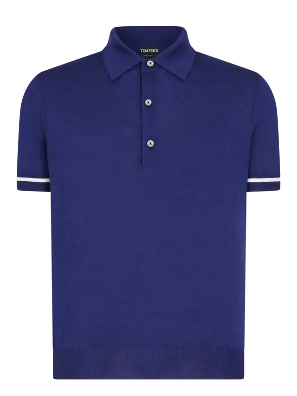 TOM FORD Cashmere-silk Polo Shirt - Blue