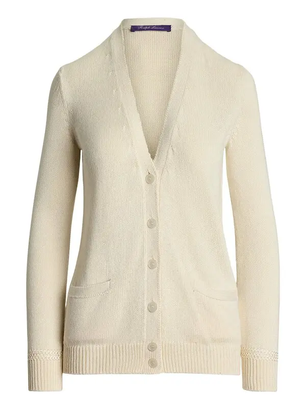 Ralph Lauren Mulberry Silk Jersey Cardigan - White