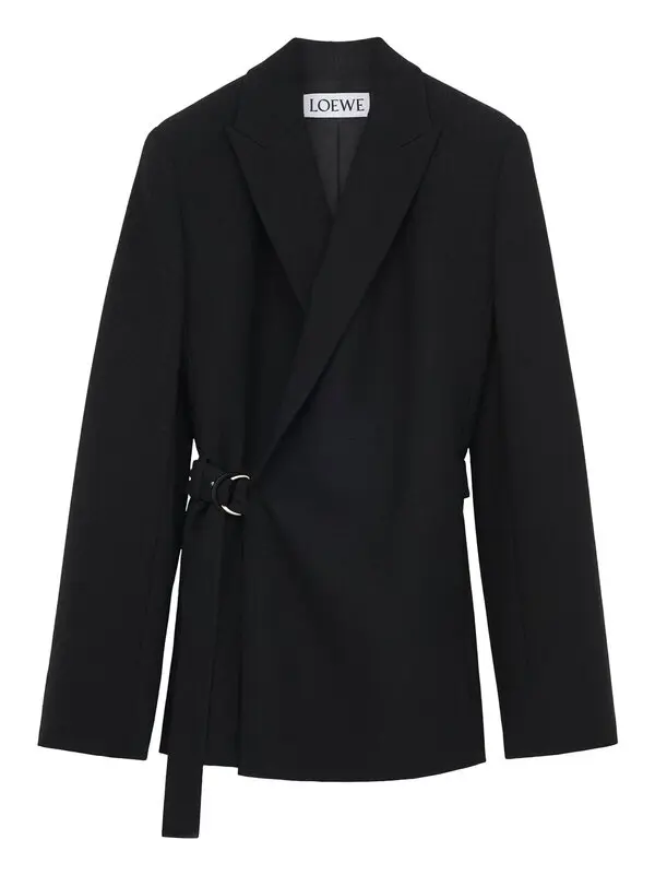 Loewe Wool Draped Blazer - Black