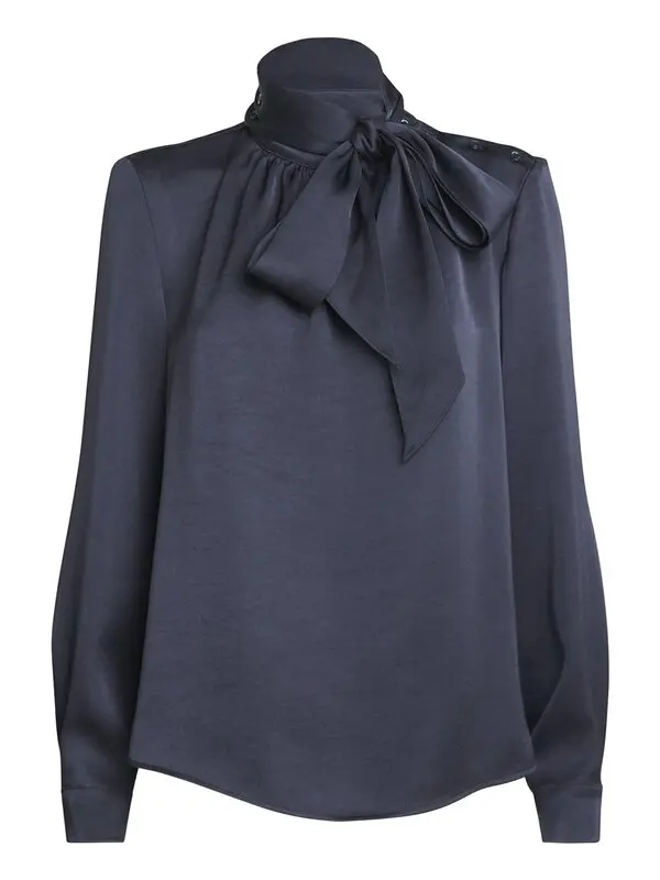 Claudie Pierlot Satin Pussybow Blouse - Blue
