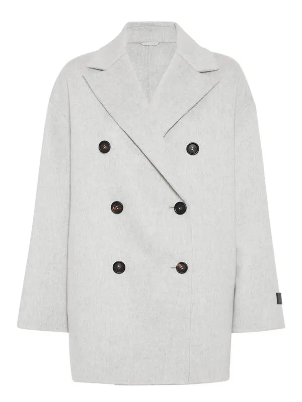 Brunello Cucinelli Cashmere Double-breasted Pea Coat - Grey