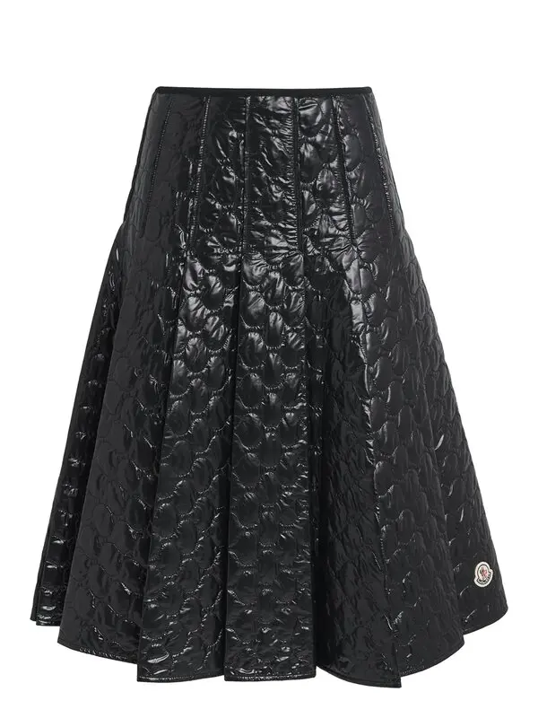 Moncler Quilted A-line Midi Skirt - Black