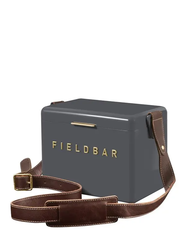 FIELDBAR Mini Bar Cooler Box With Leather Sling - Grey