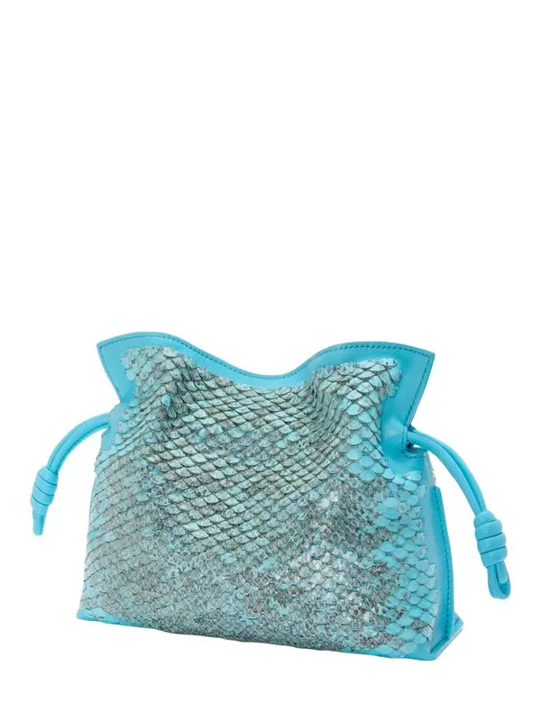 Loewe Mini Snakeskin Scales Flamenco Clutch - Blue