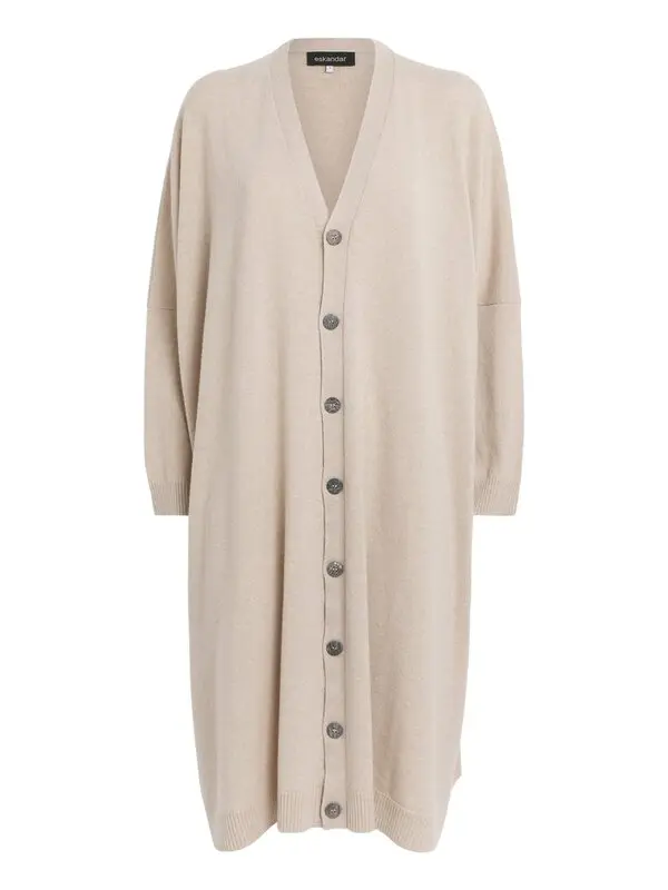 Eskandar Cashmere Longline Cardigan - Grey