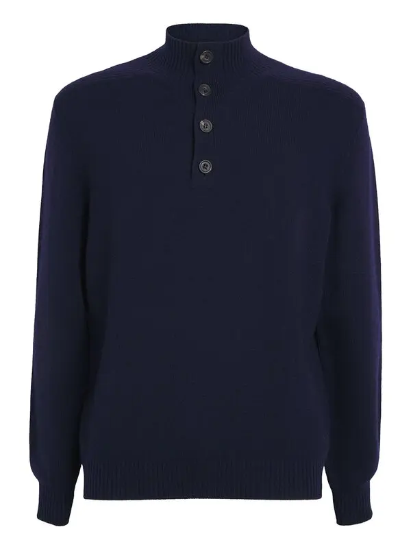 Harrods Cashmere Button-down Sweater - Navy