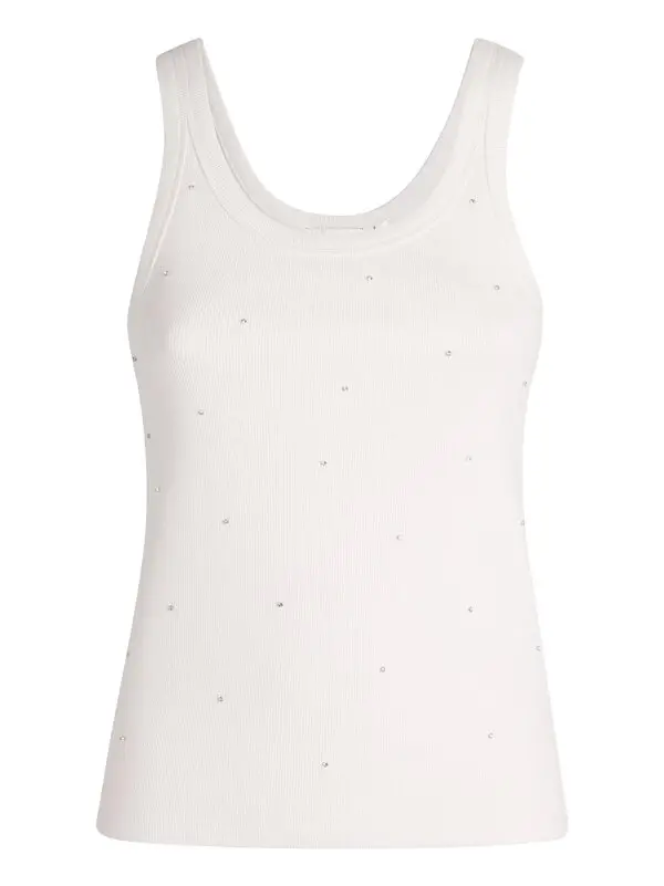 Sandro Stretch-cotton Diamanté Tank Top - Beige