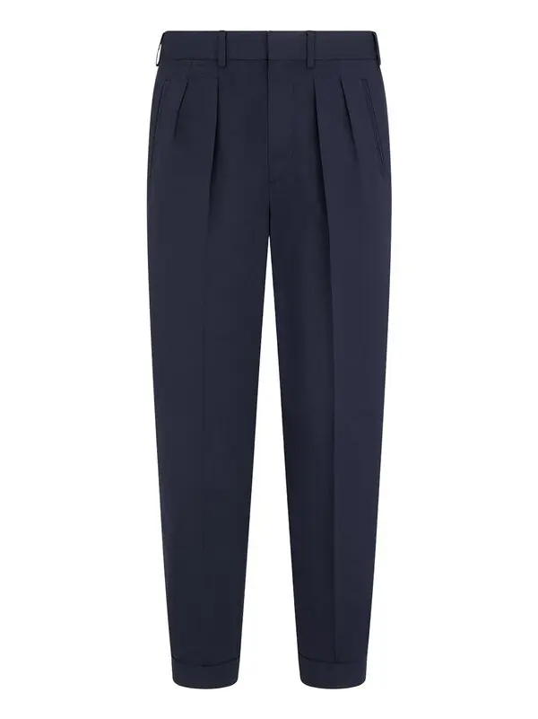 TOM FORD Cotton-silk Tailored Trousers - Navy
