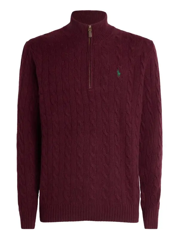 Polo Ralph Lauren Wool-cashmere Quarter-zip Sweater - Burgundy