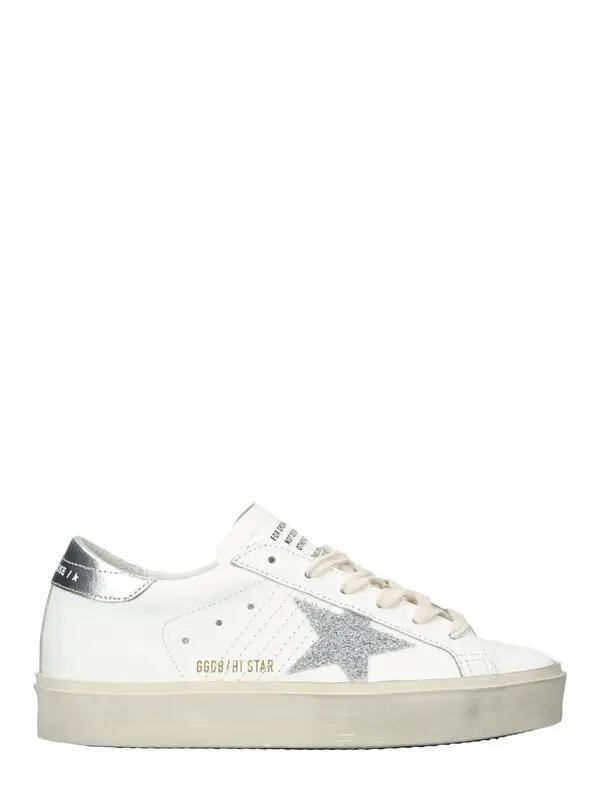 Golden Goose Leather Hi Star Sneakers - White