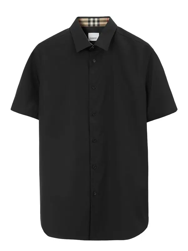 Burberry Stretch-cotton Short-sleeve Shirt - Black