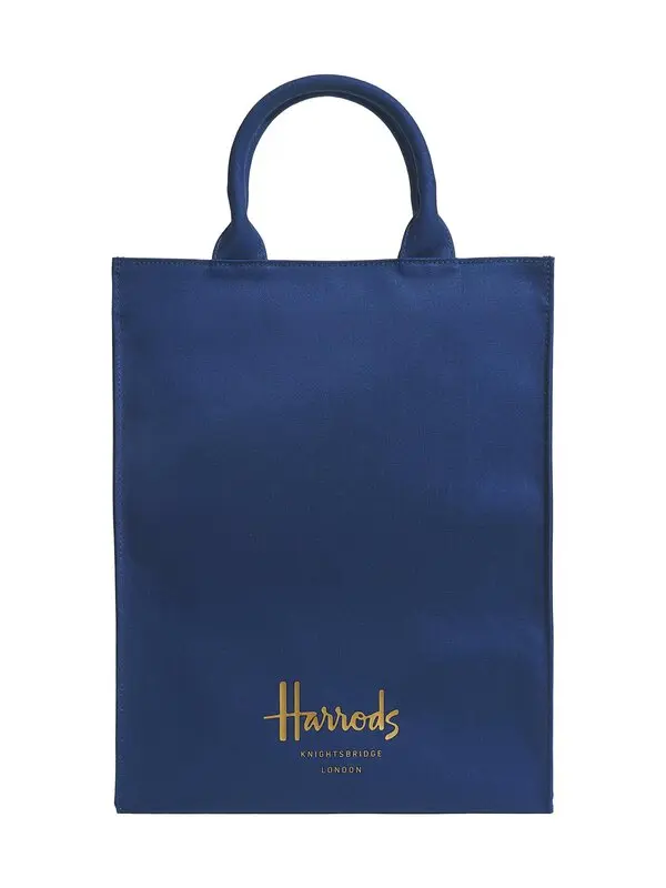 Harrods Medium Cotton Logo Tote - Navy