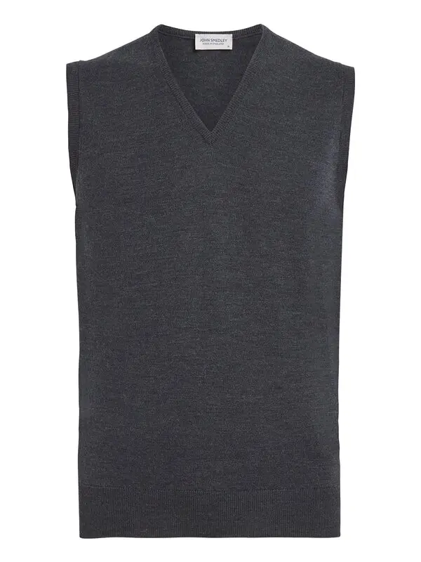 John Smedley Merino Wool V-neck Sweater Vest - Grey