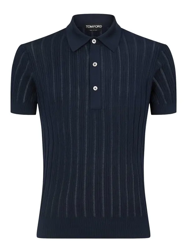 TOM FORD Cotton-silk Polo Shirt - Blue