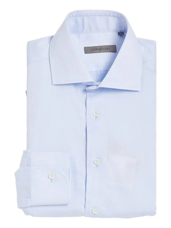 Corneliani Cotton Twill Long-sleeve Shirt - Blue