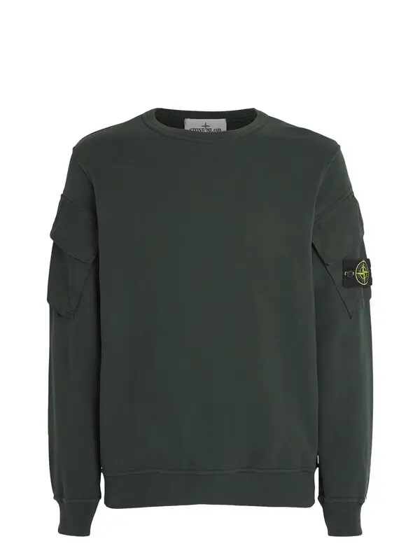 Stone Island Organic Cotton Utility-pocket Sweatshirt - Green