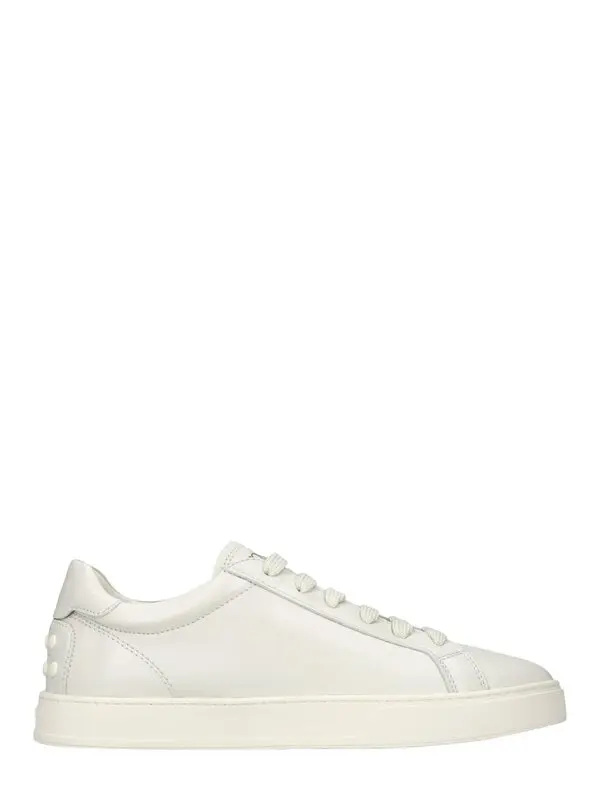 TOD'S Leather Allacciata Cassetta Sneakers - Beige