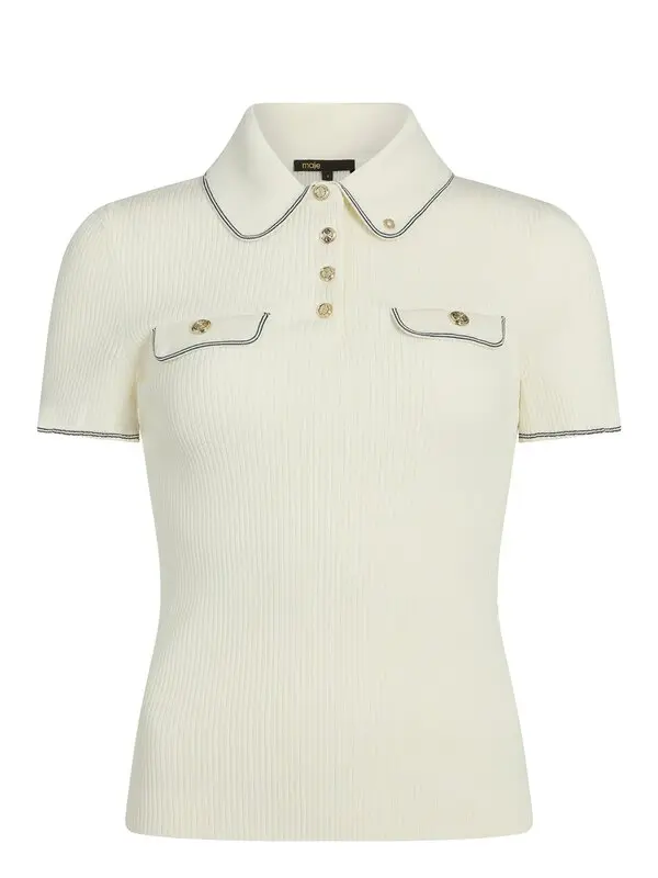 Maje Ribbed Polo Shirt - White