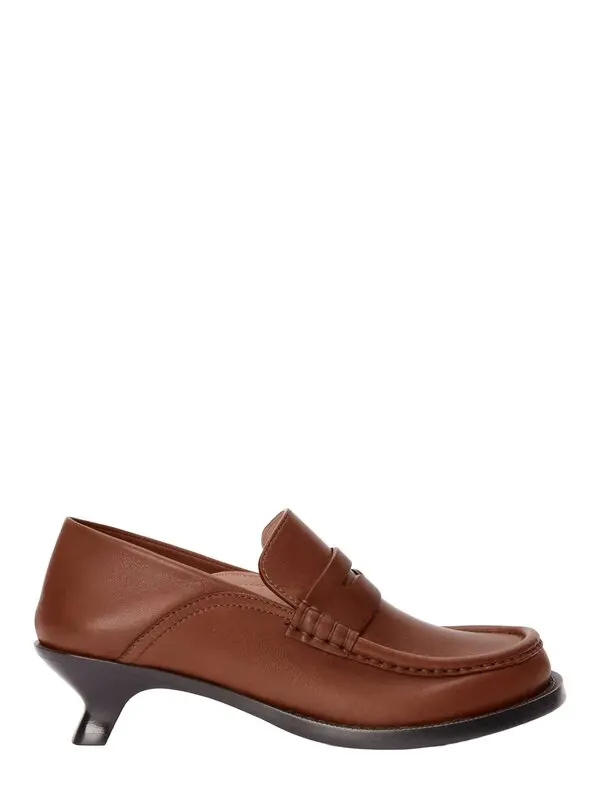 Loewe Leather Campo Heeled Loafers - Brown