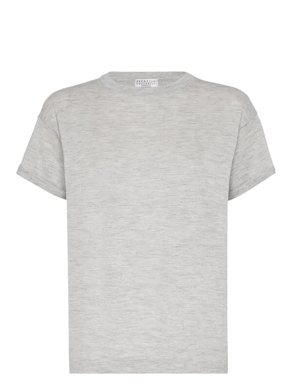 Brunello Cucinelli Cashmere-silk-blend T-shirt - Grey