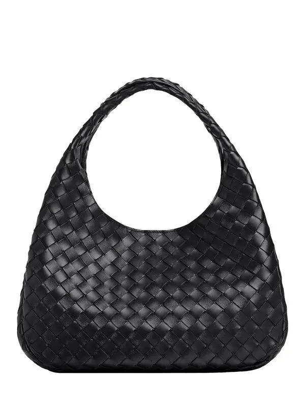 Bottega Veneta Medium Intrecciato Campana Shoulder Bag - Black