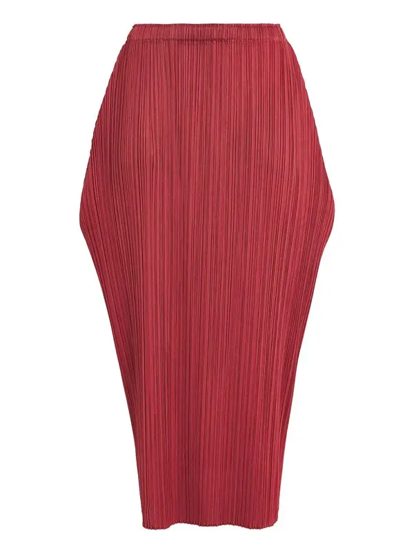 Issey Miyake Lamp Shade Pleated Midi Skirt - Red
